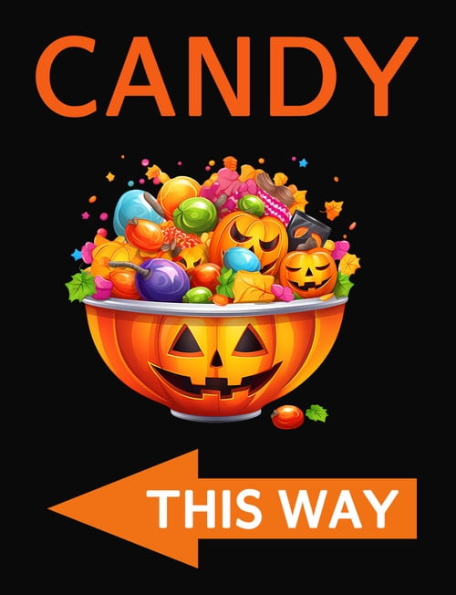 5x8 Inch Halloween Yard Sign Candy This Way With Left Arrow Outdoor ...