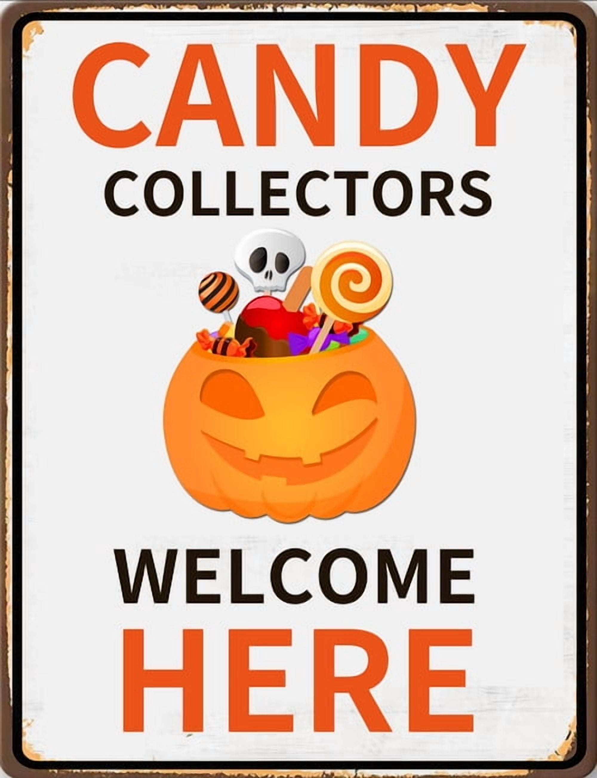 5x8 Inch Rustic Halloween Decor Candy Collectors Welcome Yard Sign ...