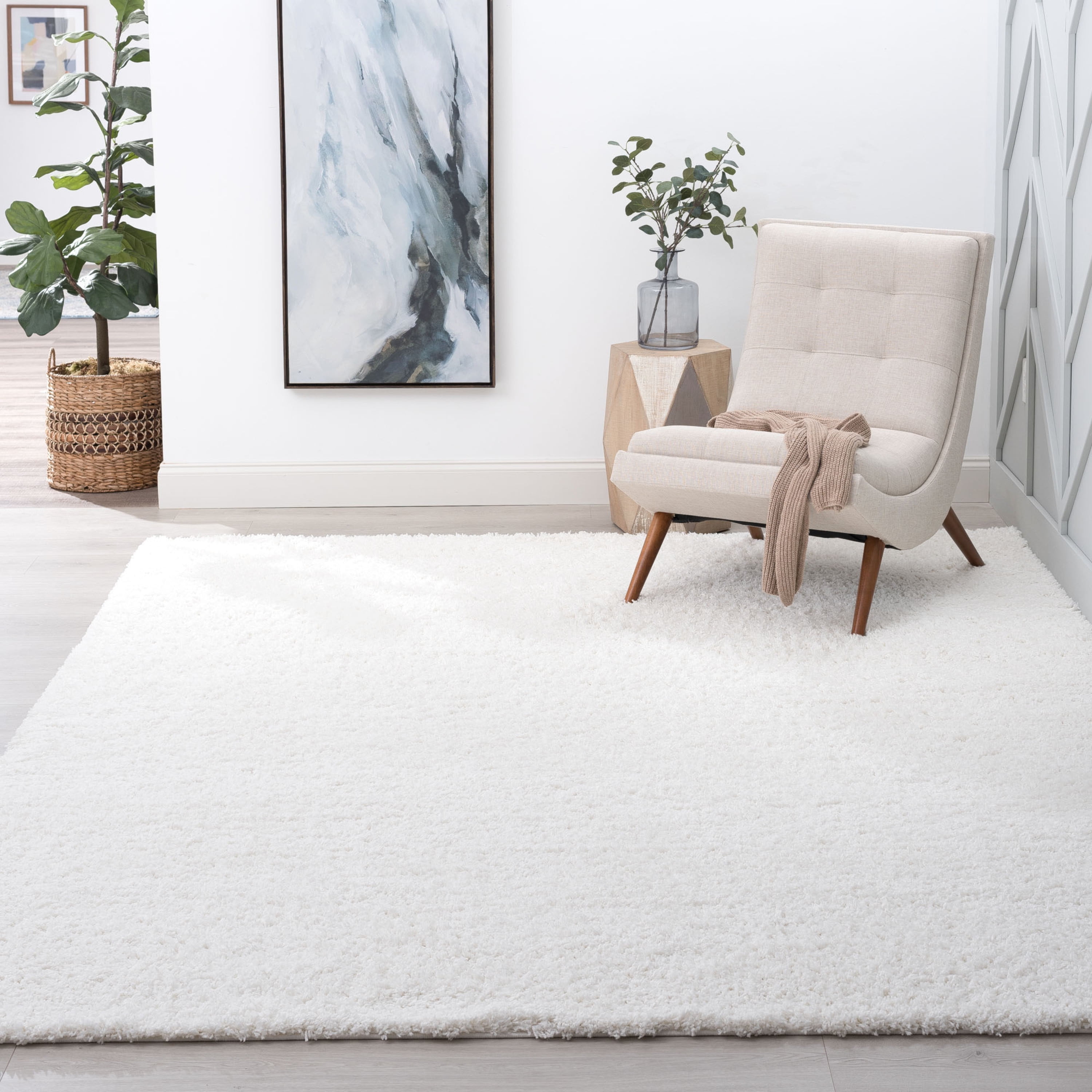 Free Shipping! Bliss Rugs 5x8 Modern White Shag Area Rug for Living ...