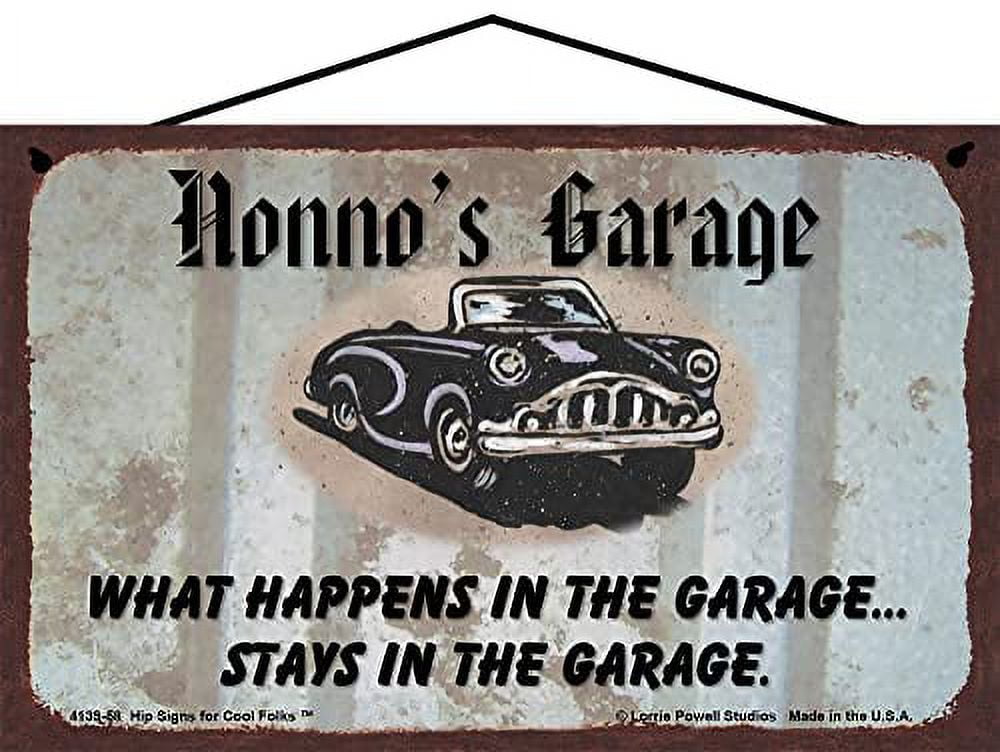 5x8 Nonno's Garage Sign with Classic Car What Happens in the Garage ...