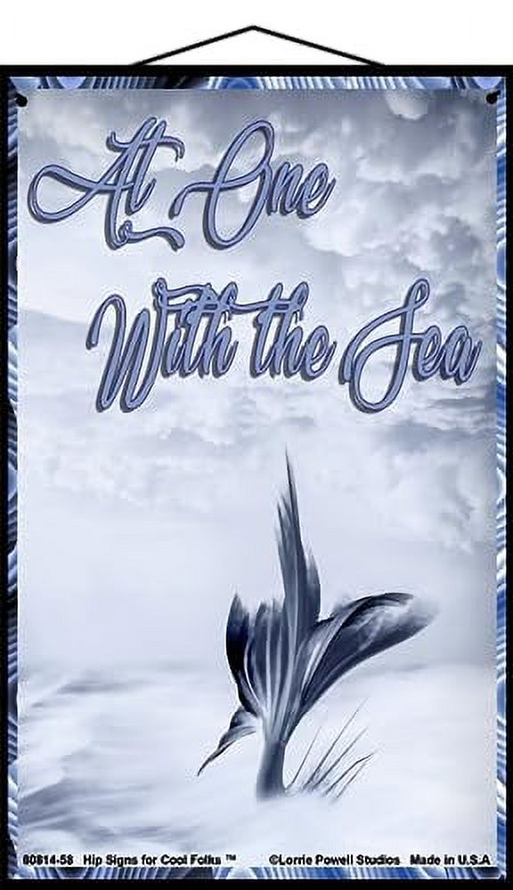 5x8 Ocean Themed Sign - At One With The Sea - Fish Tail, Mermaid Tail ...