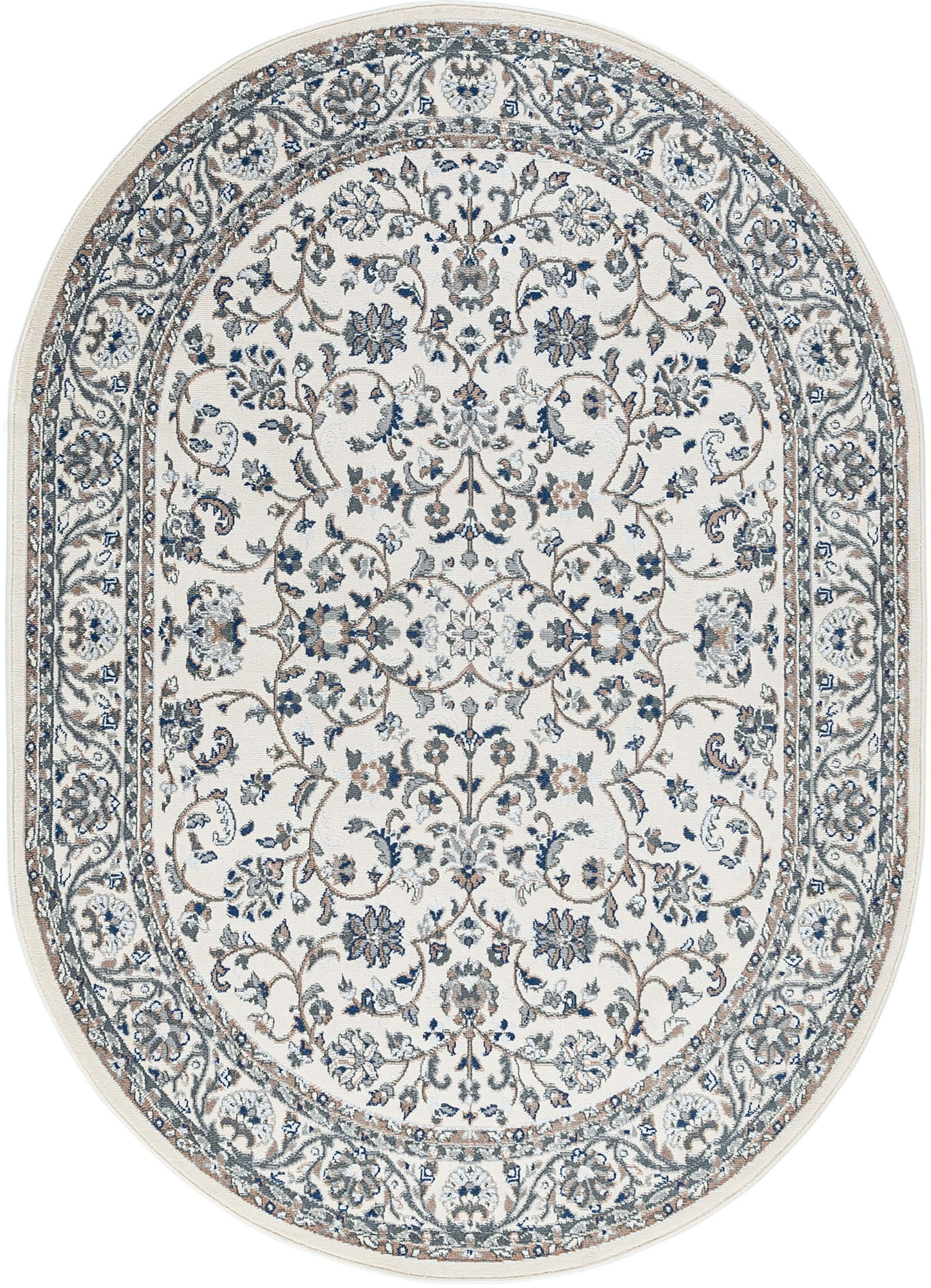 5x8 Oval Traditional Cream Oval Area Rugs for Living Room | Bedroom Rug ...
