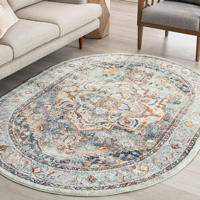 Bliss Rugs Vintage Traditional Oriental Oval Rug for Living Room ...