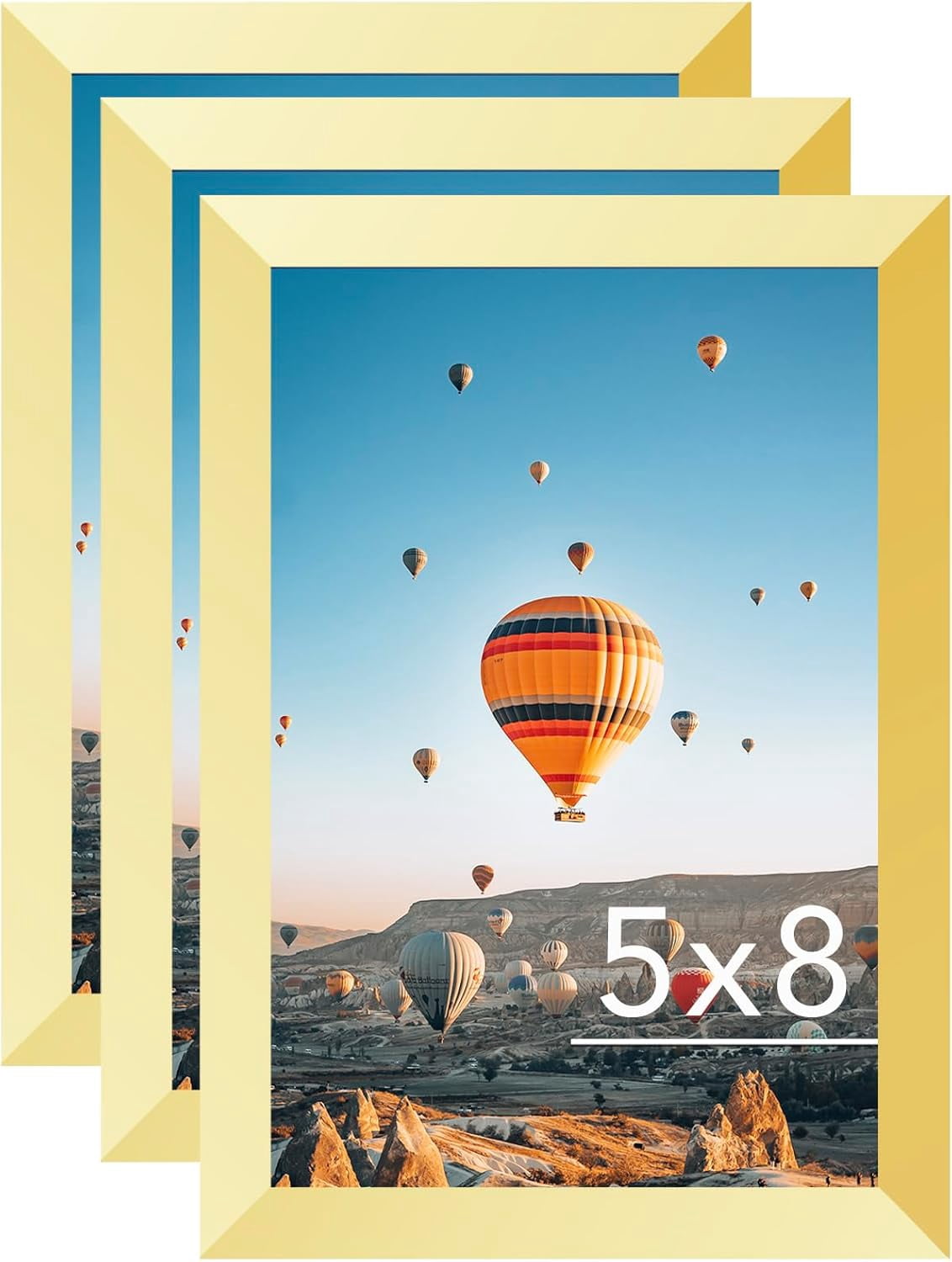 5x8 Picture Frame Set of 3 Gold for Wall Hanging or Tabletop- Wall ...
