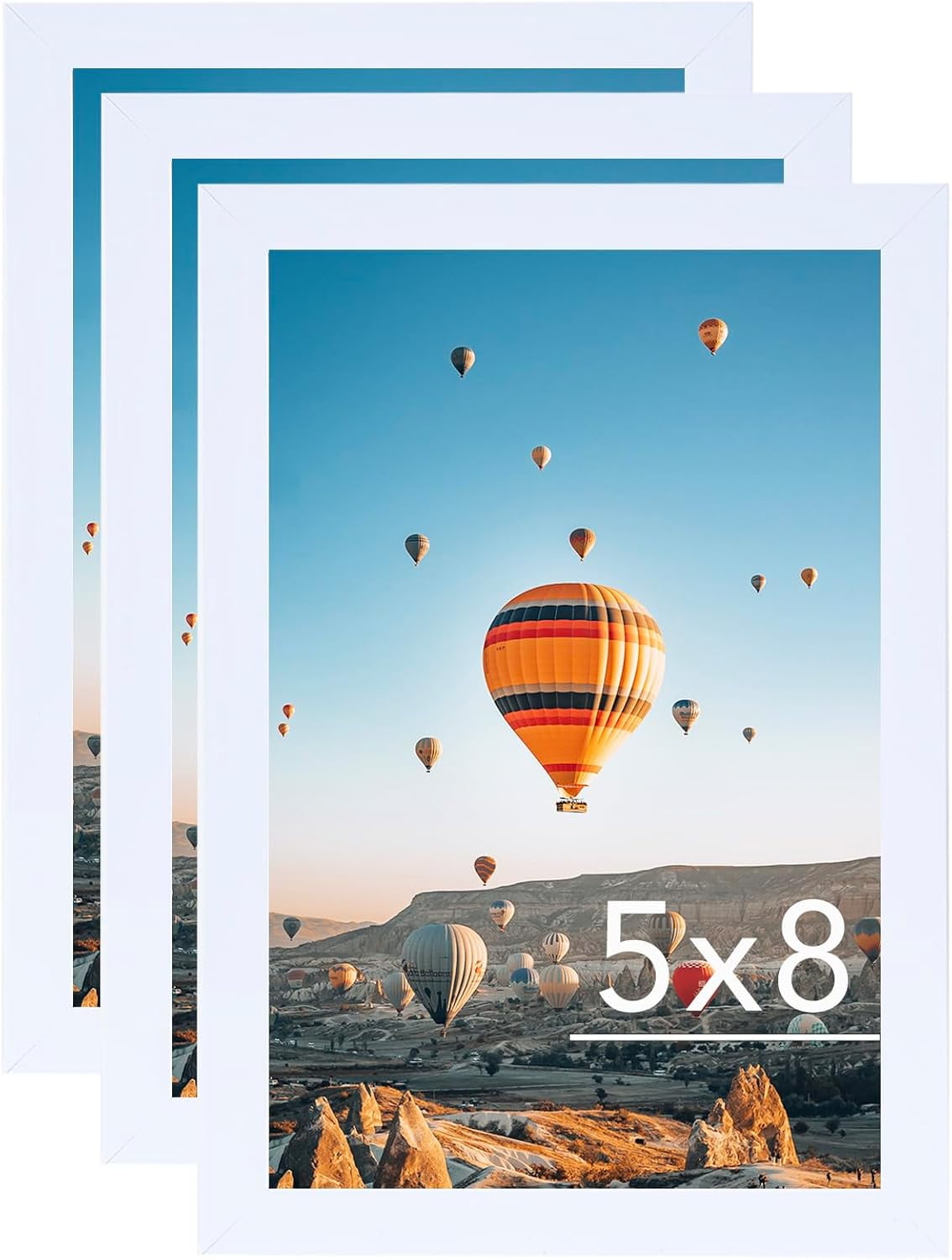 5x8 Picture Frame Set of 3 White for Wall Hanging or Tabletop- Wall ...