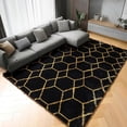 5x8 Rugs for Living Room Bedroom, Fluffy Black and Gold Area Rug ...