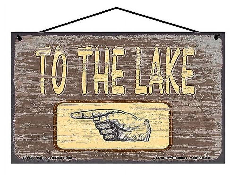 5x8 To The Lake Pointing LEFT - Brown Vintage Style Sign, Rustic Home ...