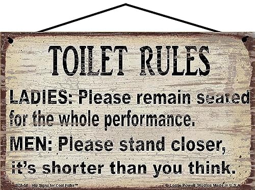 5x8 Vintage Style Bathroom Sign - Toilet Rules Ladies Please Remain ...