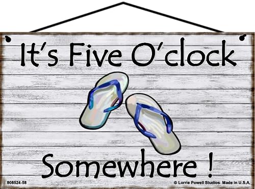 5x8 Vintage Style Beach Themed Sign "It's Five O'Clock Somewhere ...