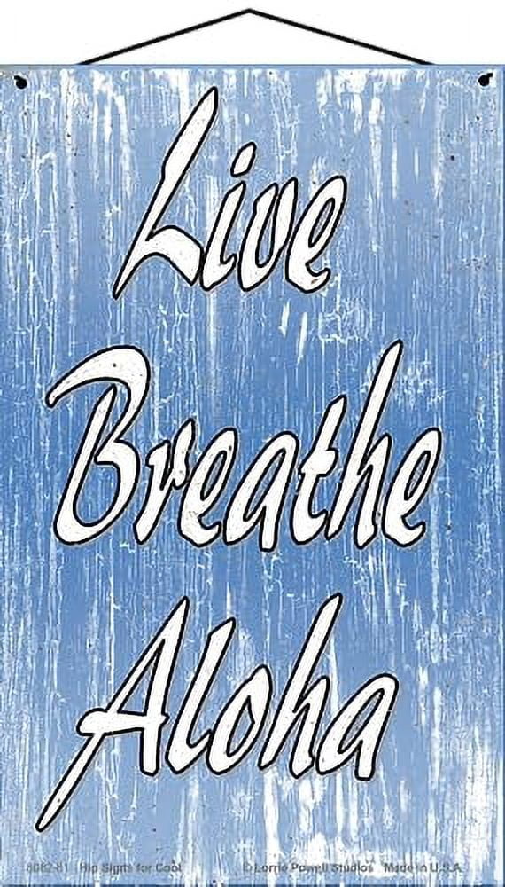 5x8 Vintage Style Beach Themed Sign - Live Breathe Aloha - Hawaii ...