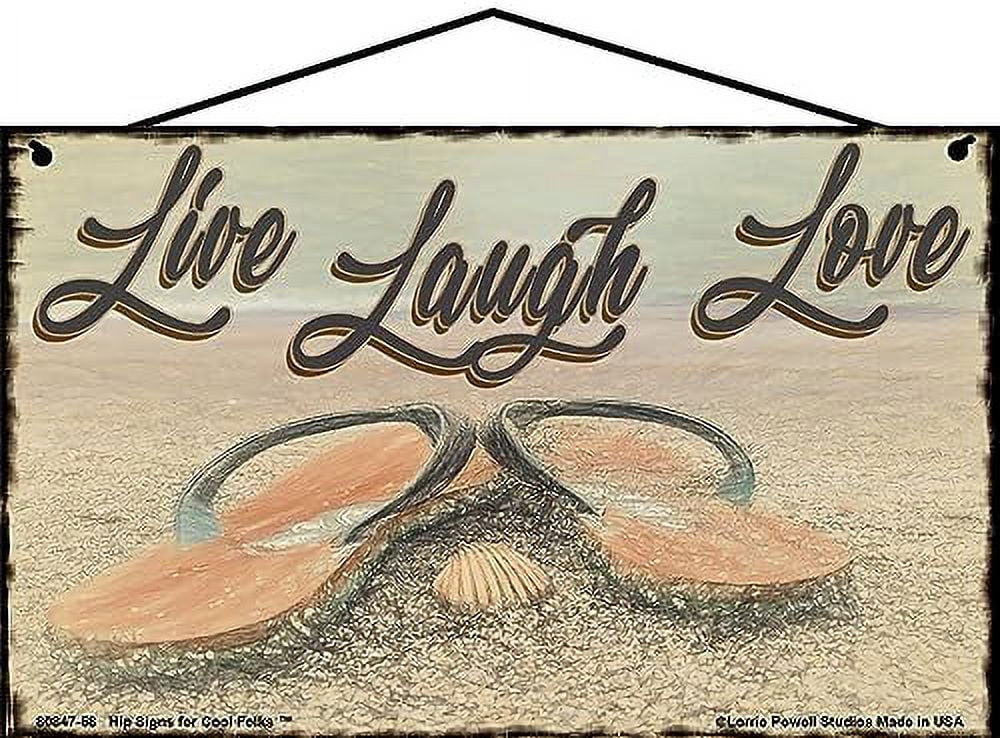 5x8 Vintage Style Beach Themed Sign - Live Laugh Love - Inspirational ...