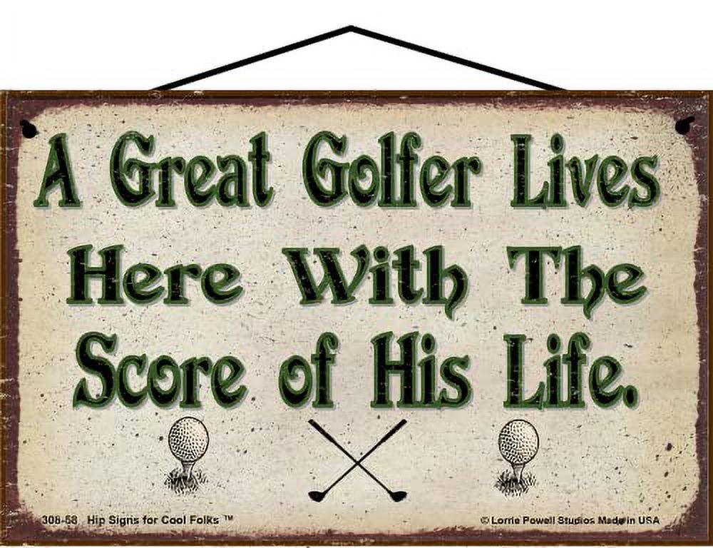 5x8 Vintage Style Golf Themed Welcome Sign - A Great Golfer Lives Here ...