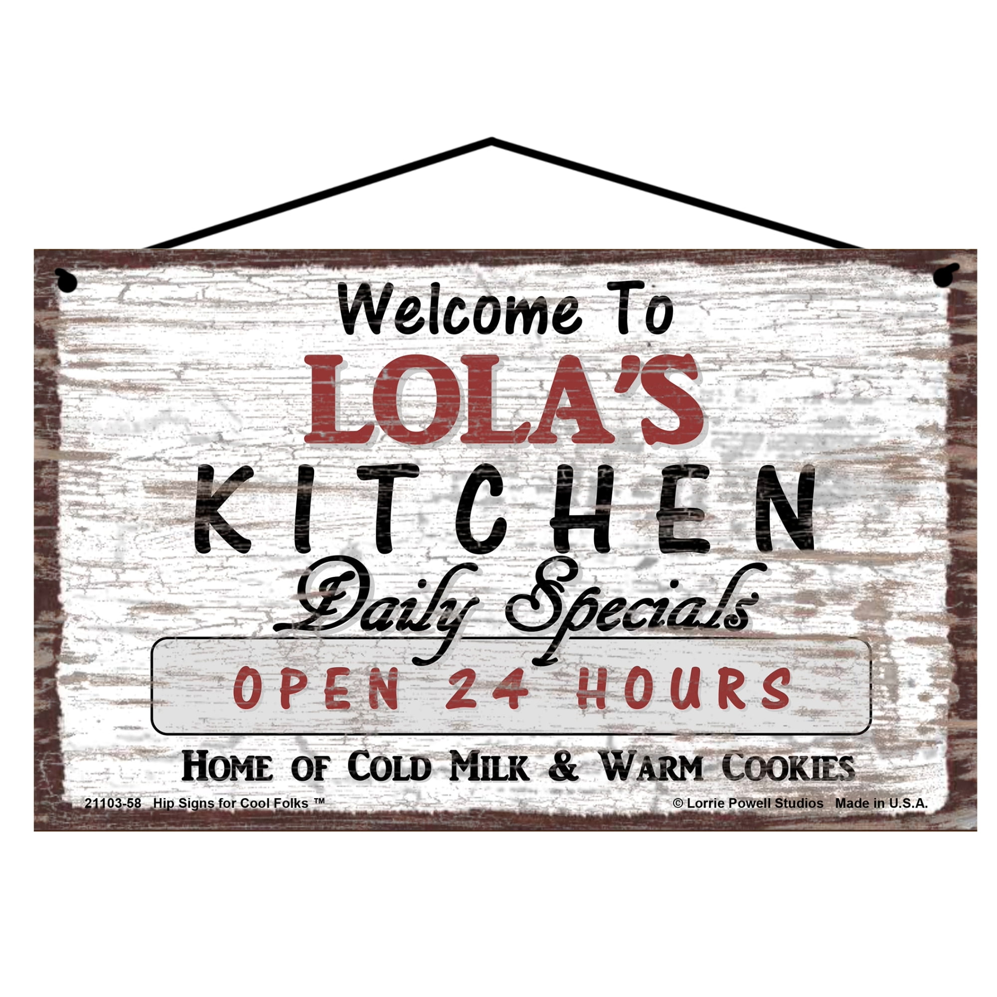 5x8 Vintage Style Kitchen Sign Welcome to Lola's Kitchen Daily Specials ...