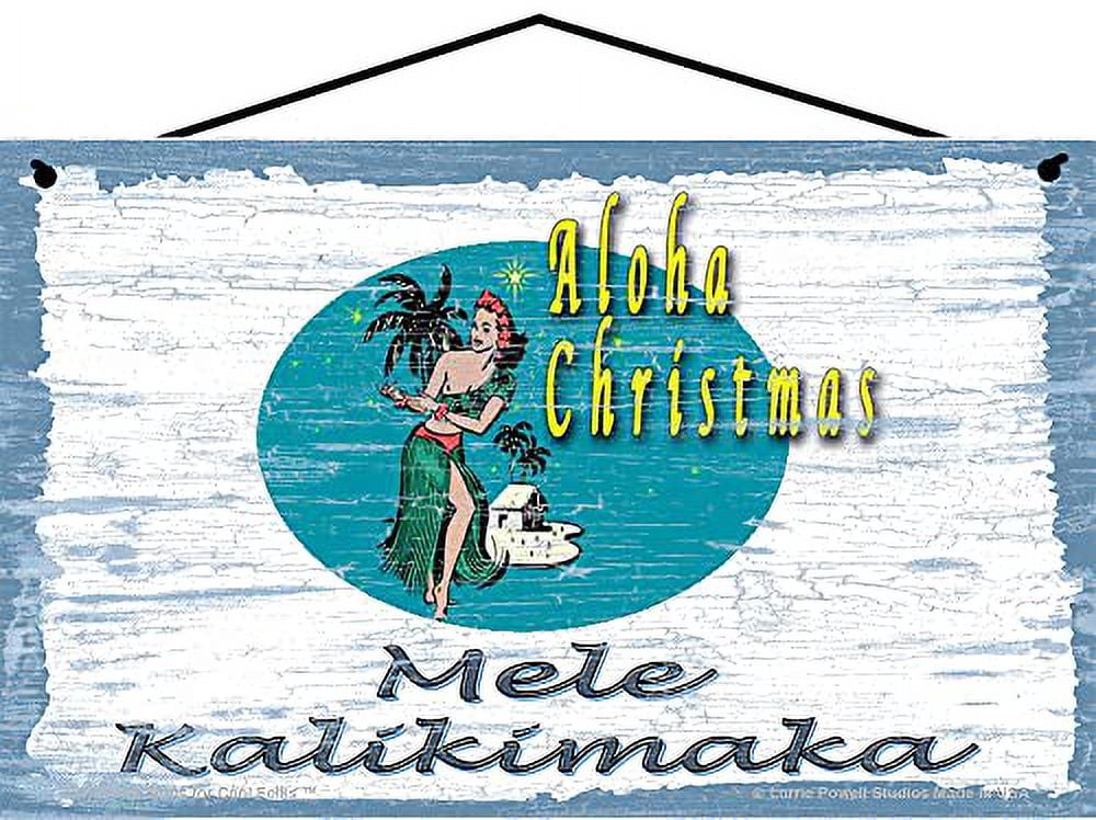 5x8 Vintage Style Sign Aloha Christmas Mele Kalikimaka with Hula Dancer ...