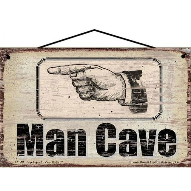 5x8 Vintage Style Sign Pointing to the Left Saying "Man Cave ...