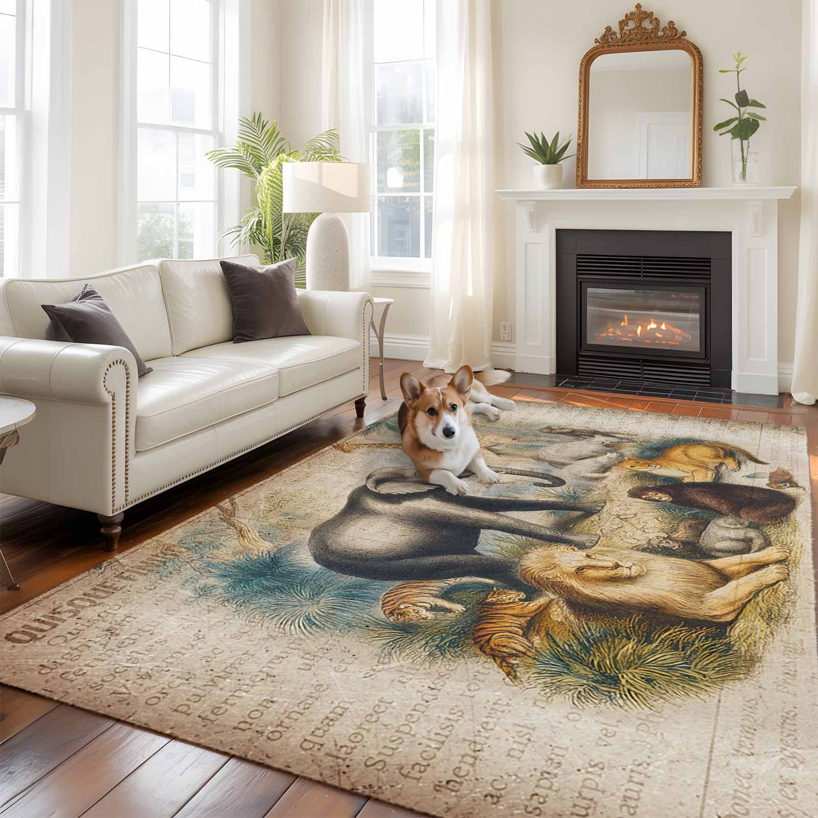 5x8 Washable Area Rug, Animal World Non-Slip Large Rectangle Rug for ...