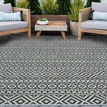 8ft Round Water Resistant, Large Indoor Outdoor Rugs for Patios, Front ...