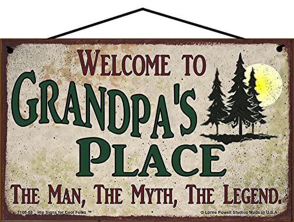5x8 Welcome to Grandpa's Place Sign with Pine Trees Nature Scene The ...