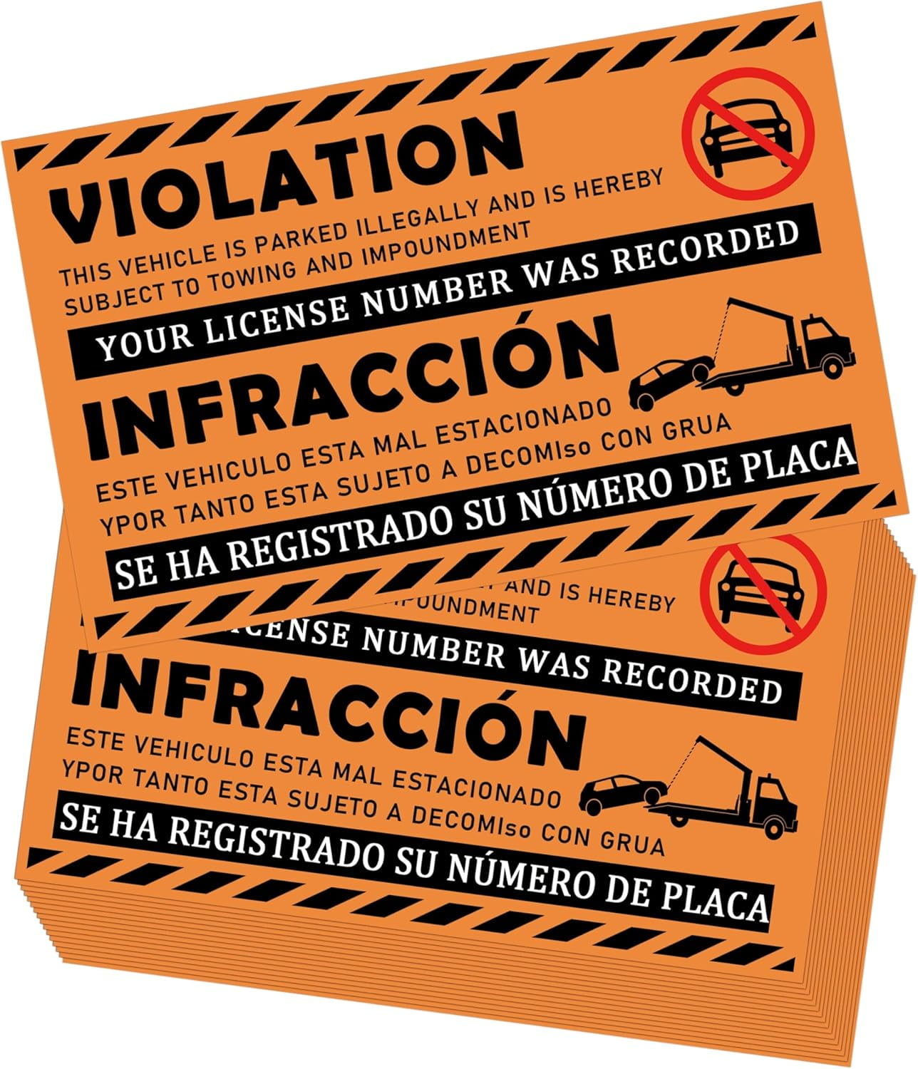 5x8 inch Bilingual Parking Violation Stickers 25pcs Violation Labels ...