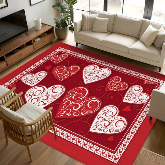 5x8Ft Area Rugs, Valentines Non-Skid Rubber Backing Large Rectangle ...