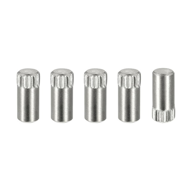 5x8mm 304 Stainless Steel Dowel Pins, 5 Pack Knurled Head Flat End ...