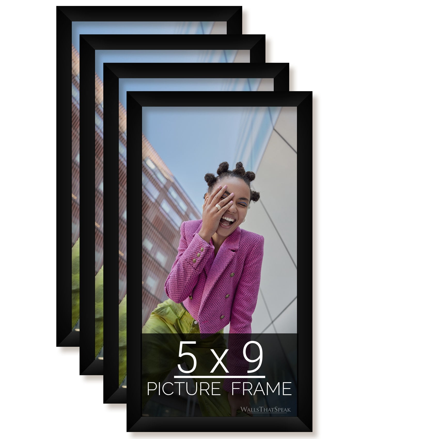 5x9 Black Picture Frame for Puzzles Posters Photos or Artwork, Set of 4 ...