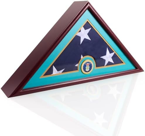 - 5x9 Flag Display Case Shadow Box Flat Base with Cherry Finish with ...