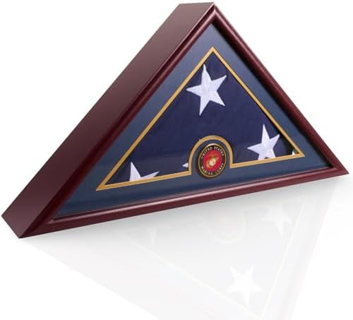 - 5x9 Flag Display Case Shadow Box Flat Base with Cherry Finish with ...