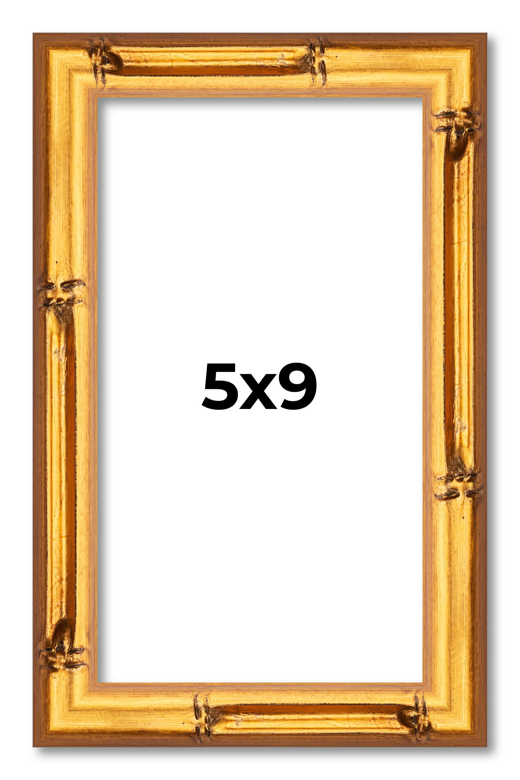5x9 Frame Gold Bamboo Solid Wood Picture Frame | 1 Inch Moulding Width ...