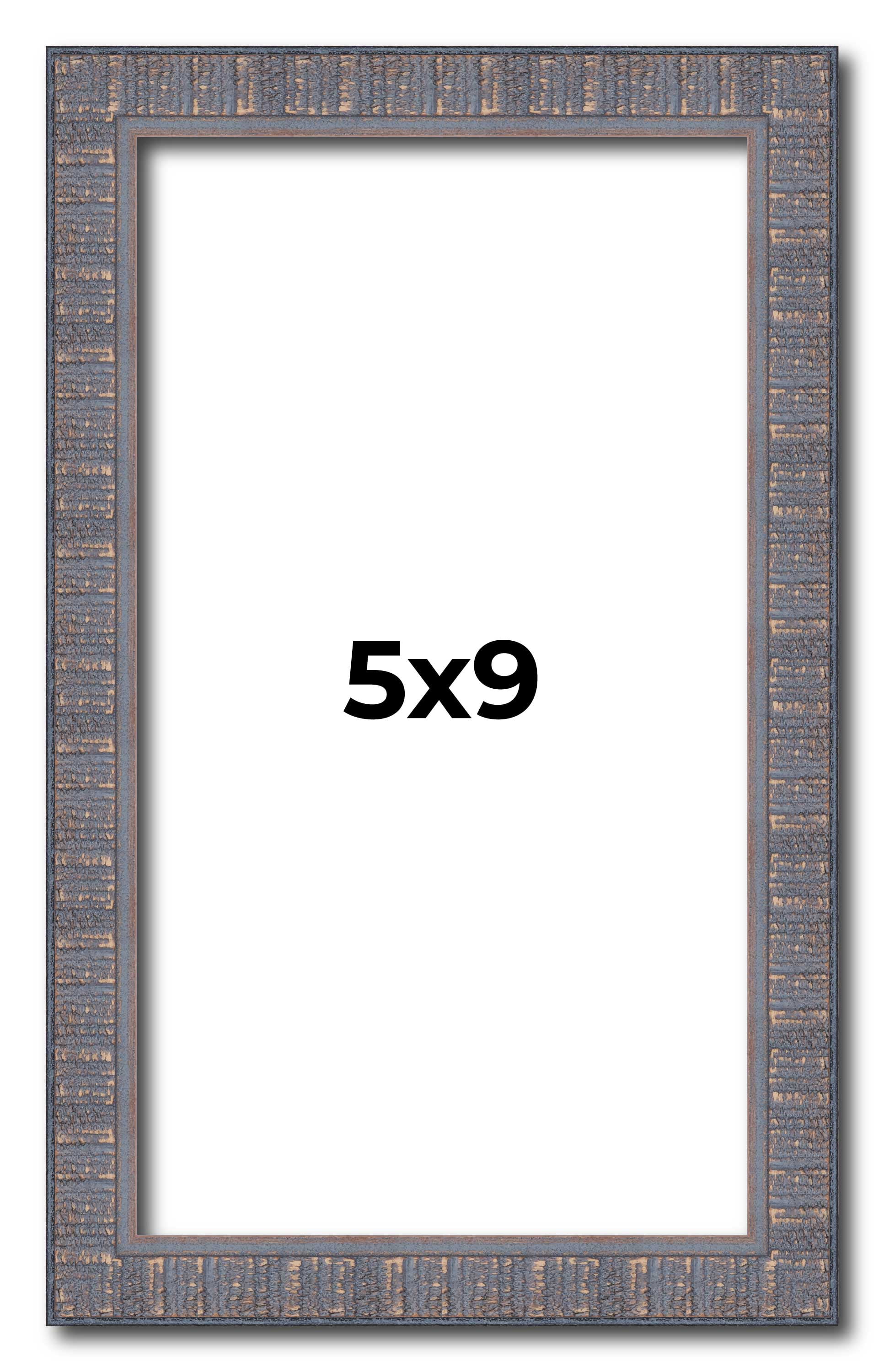 5x9 IN Frame Blue Kingsley Pewter Solid Wood Picture Frame Width 0.75 ...