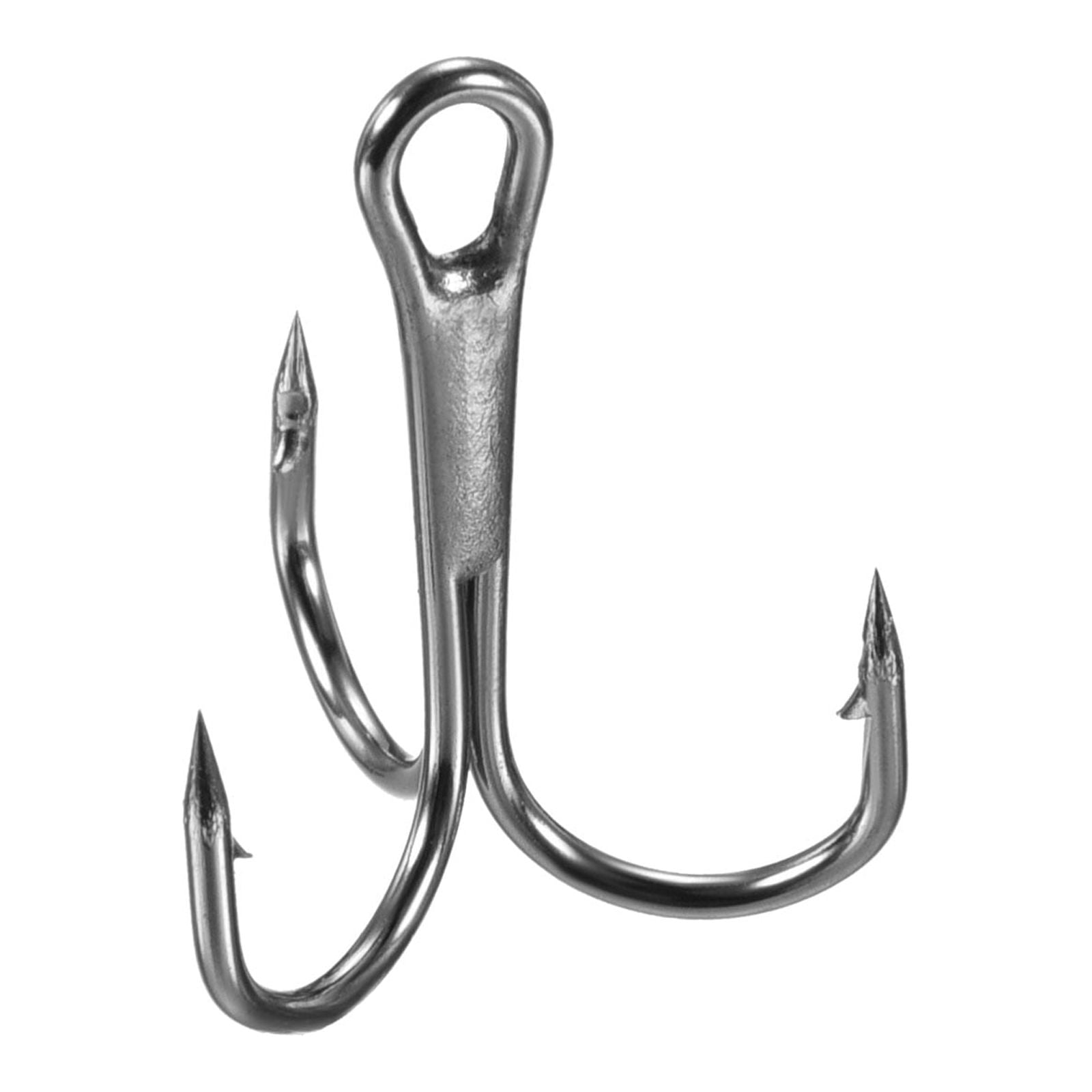 6# 0.75" Treble Fish Hooks Carbon Steel Bend Hook with Barbs, Black 50 ...