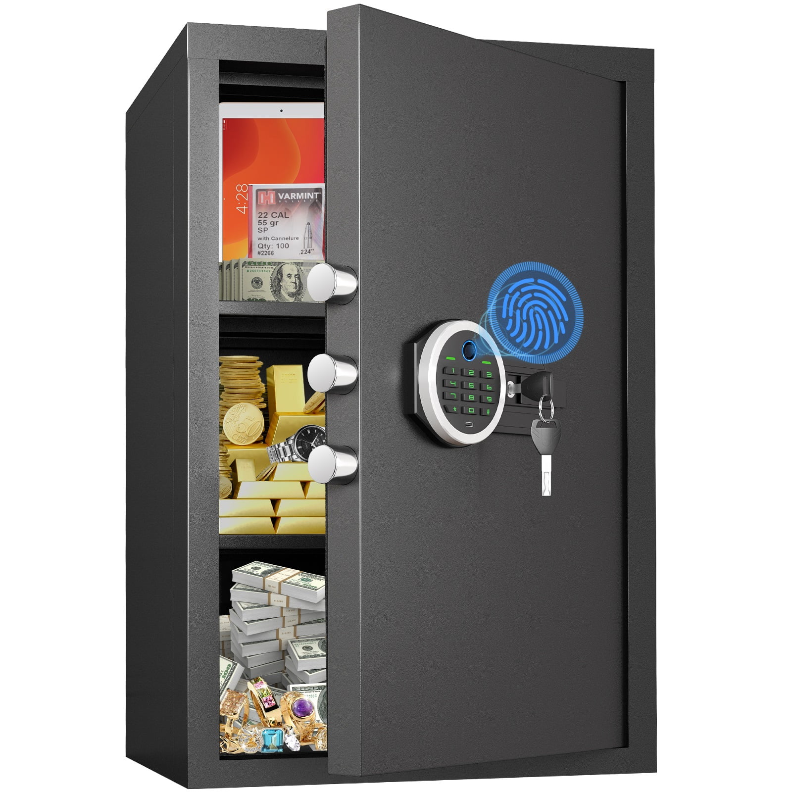 6.0 Cu ft Large Safe Box, Unassembled Fingerprint Money Safe with ...