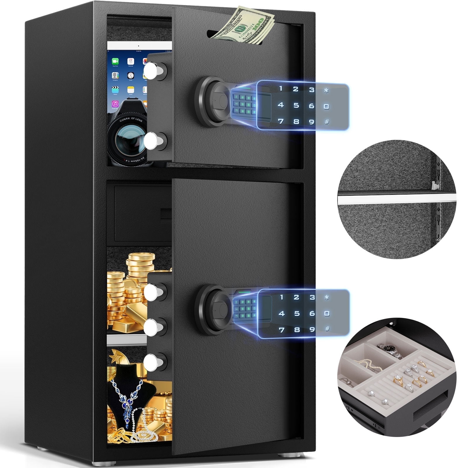 6.0 Cu ft Safe Box, Steel Security Safes with Jewelry Drawer Room ...