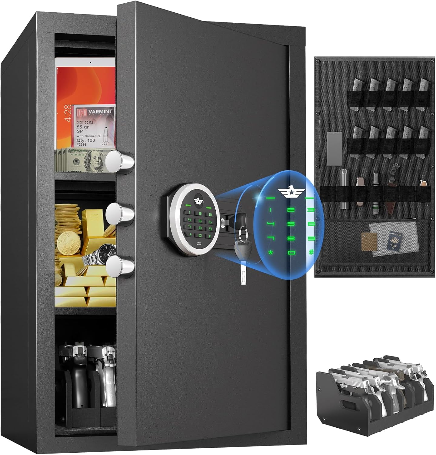 6.0 Cu ft Unassembled Digital Money Safe, Backlit Keypad & Dual Alarm ...