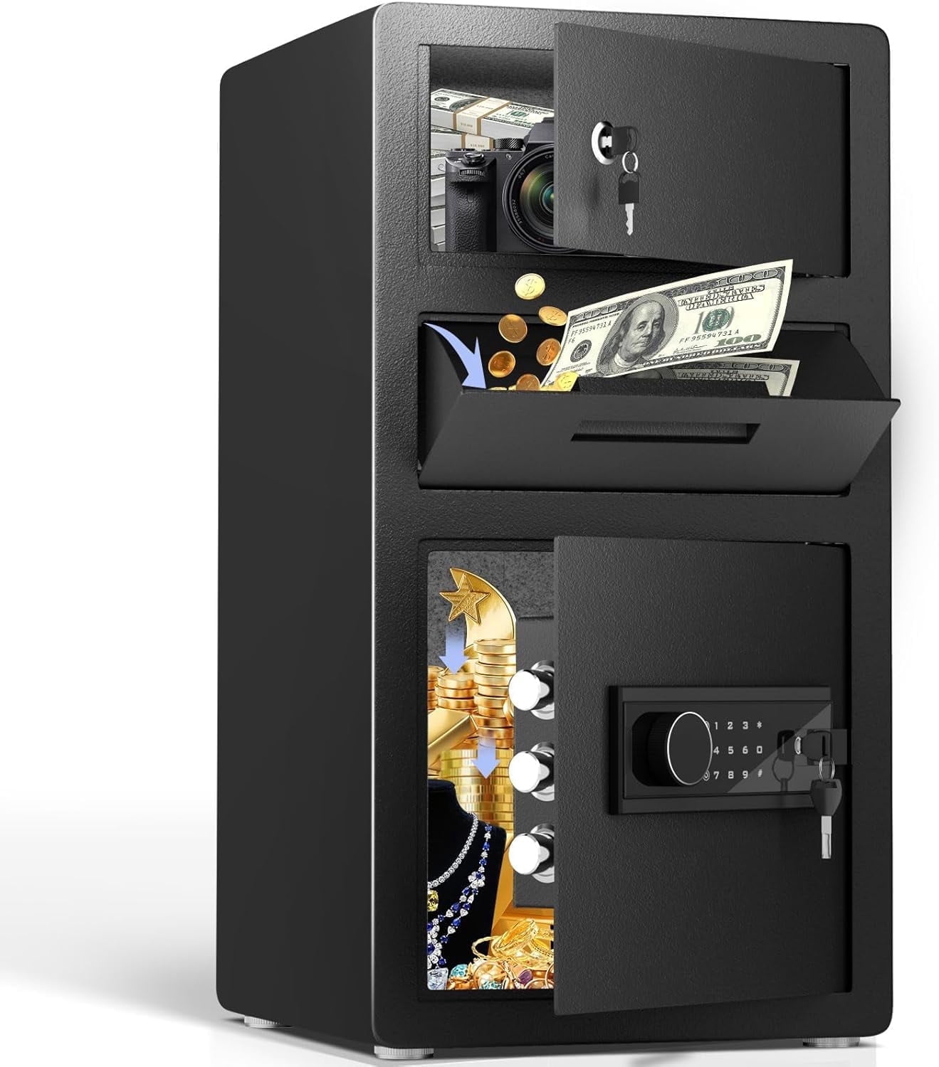 6.0 Cub Drop Safe for Business, Deposit Box with Drop Slot & LCD Keypad ...