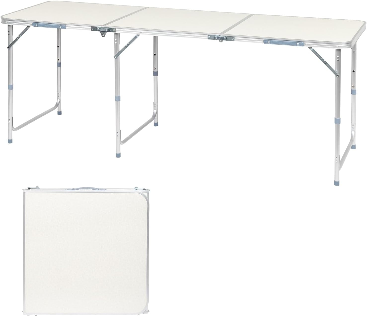 6.0 Ft Folding Portable Camping Table, Adjustable Height, Outdoor ...