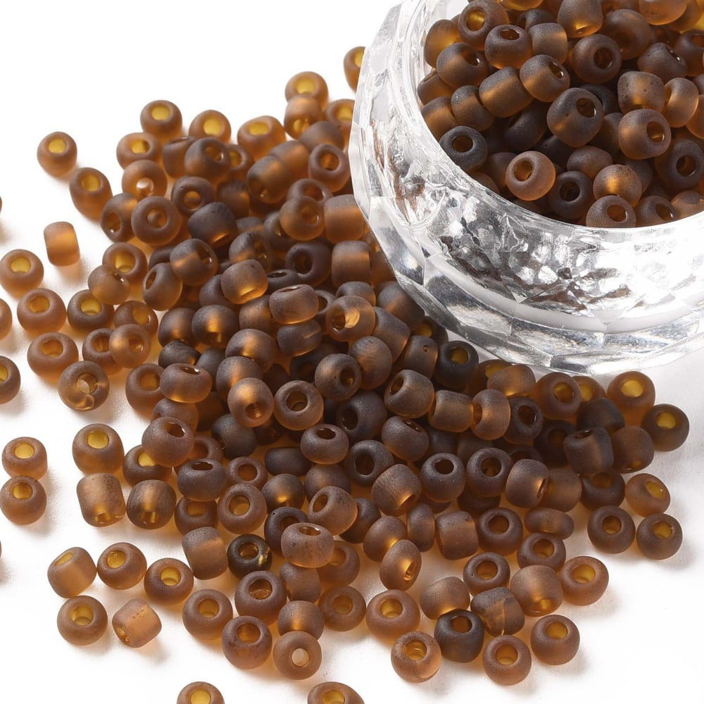6/0 Glass Seed Beads Frosted colors Round Coconut Brown 4mm Hole: 1-1 ...