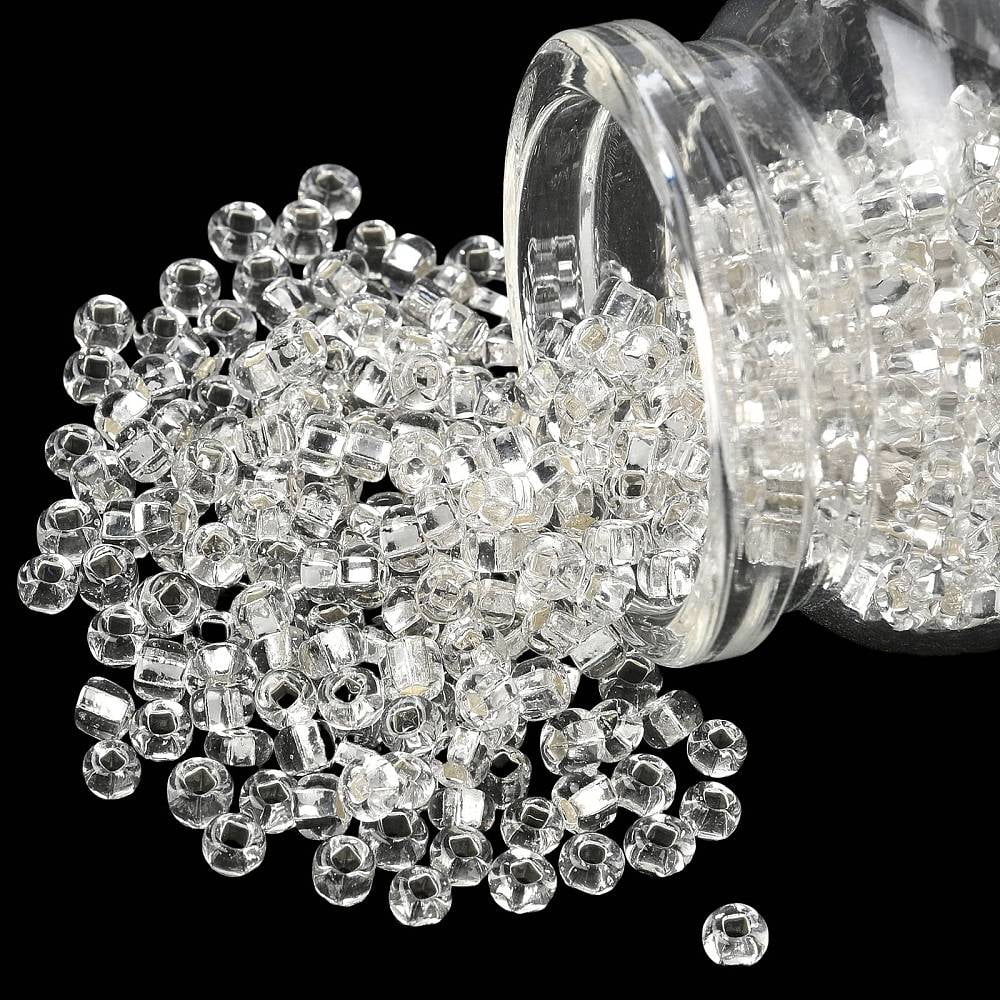 6/0 Round Glass Seed Beads Silver Lined Square Hole Transparent Colours ...