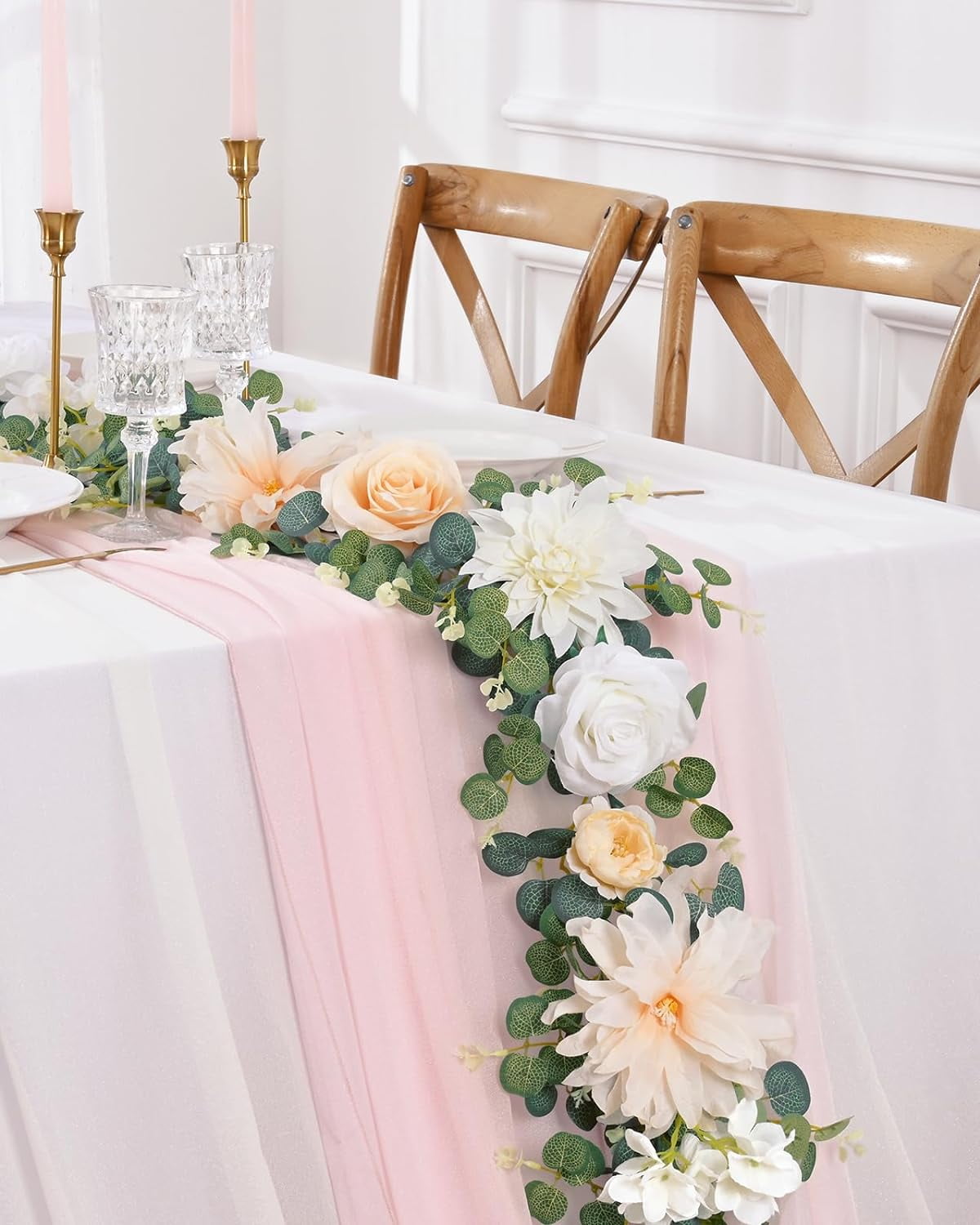 6.07Ft Artificial Flower Garland Decorations, Eucalyptus Greenery ...