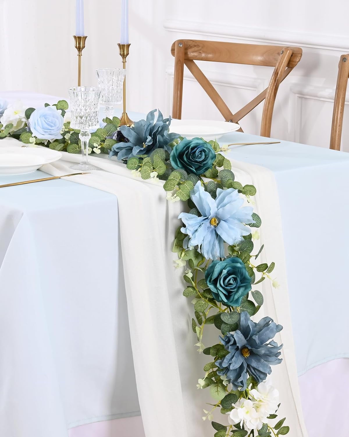 6.07Ft Artificial Flower Garland Decorations, Eucalyptus Greenery ...