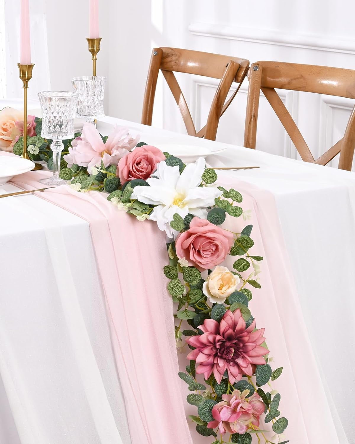 6.07Ft Artificial Flower Garland Decorations, Eucalyptus Greenery ...