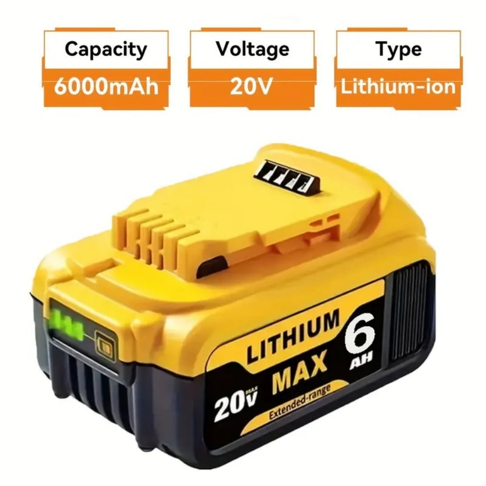 6.0A Replacement for Dewalt 20V Max Battery DCB203 DCB206 DCB205 DCB204 ...