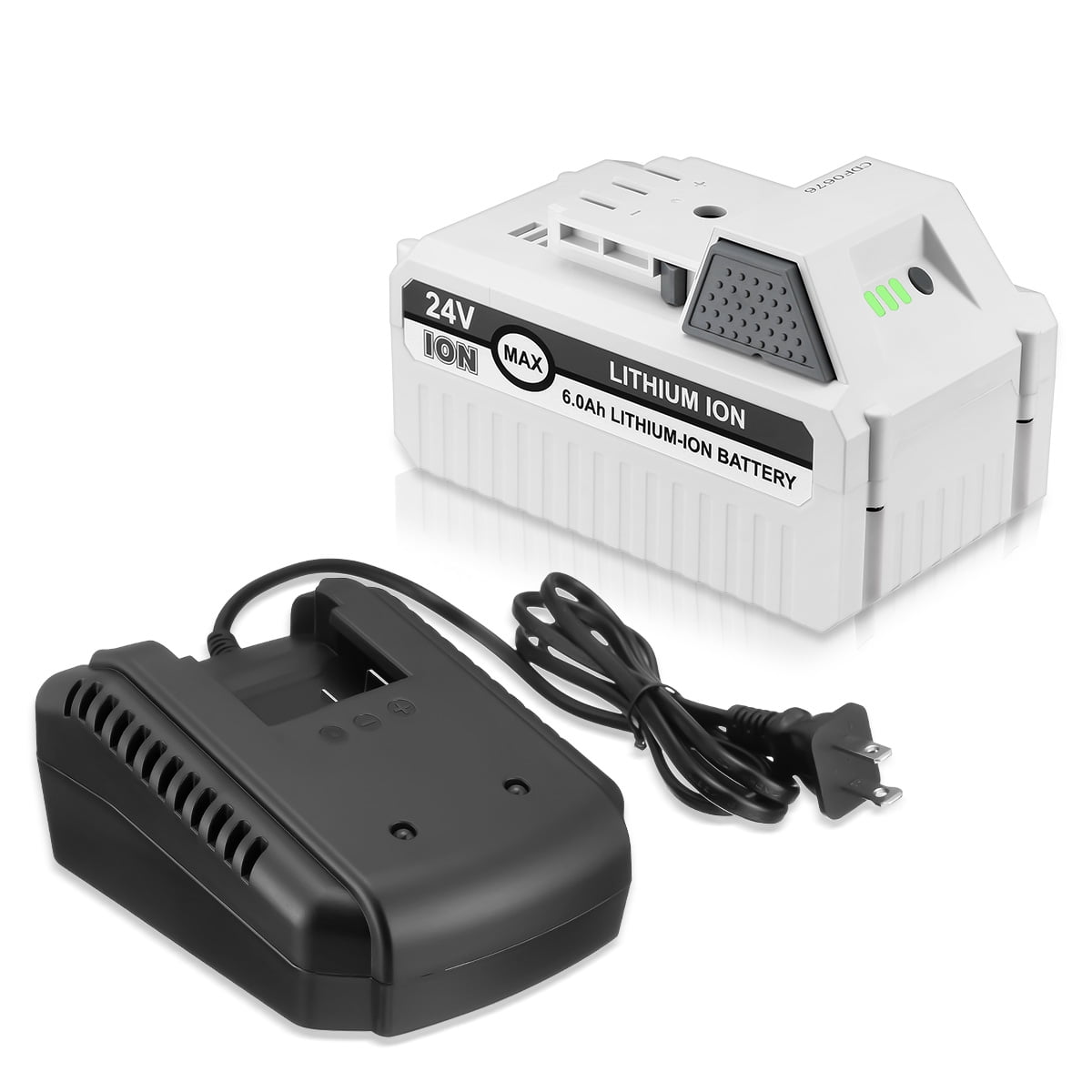 6.0Ah 24V Li-Ion Battery + Charger Fits for Snow Joe and Sun Joe 24 ...