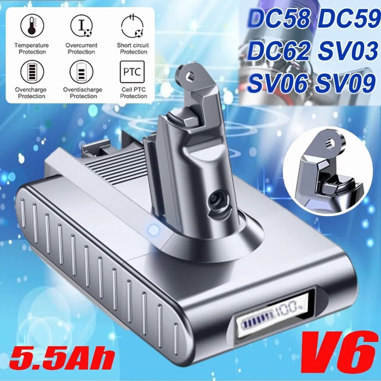 6.0Ah Replacement Battery for Dyson V6 SV03 SV04 SV09 DC58 DC59 DC61 ...
