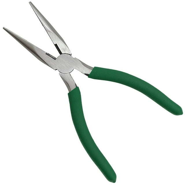 6-1/2" Long Nose Pliers (Serrated Jaws) with Wire Cutter and Comfort ...
