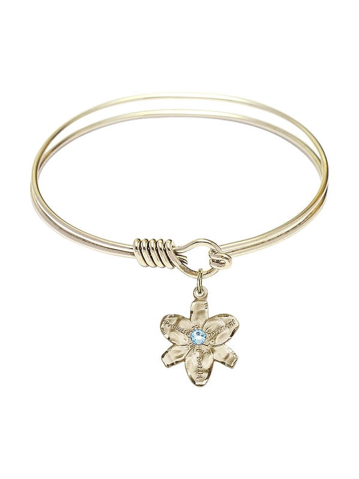 6 1/4 inch Round Eye Hook Bangle Bracelet w/ Chastity medal charm w ...