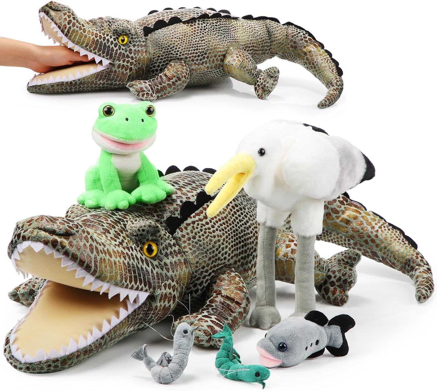 6 in 1 Alligator Plush Toy Set Large Crocodile Stuffed Animals Hold ...