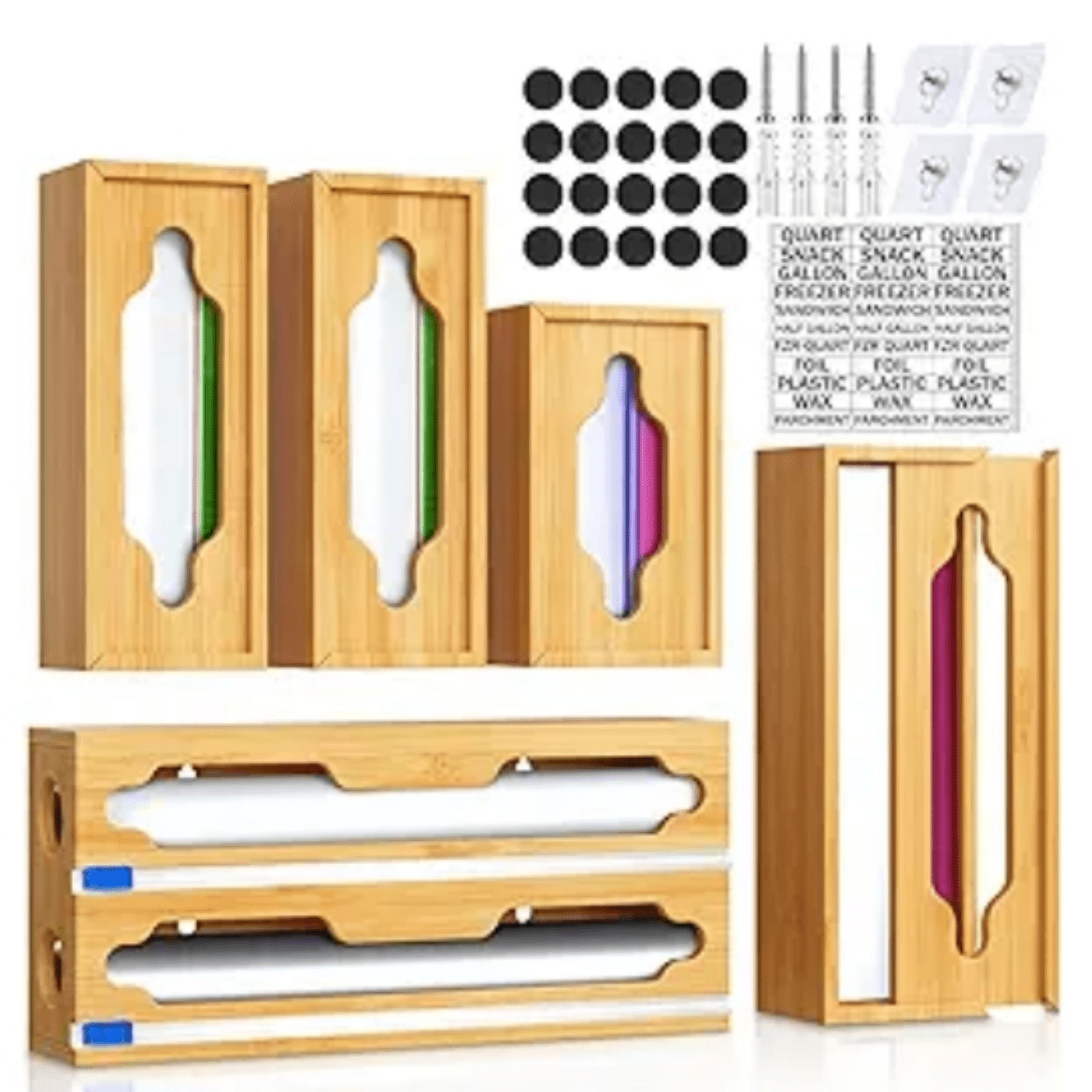 6 In 1 Bag Storage Organizer with Foil and Plastic Wrap Organizer ...