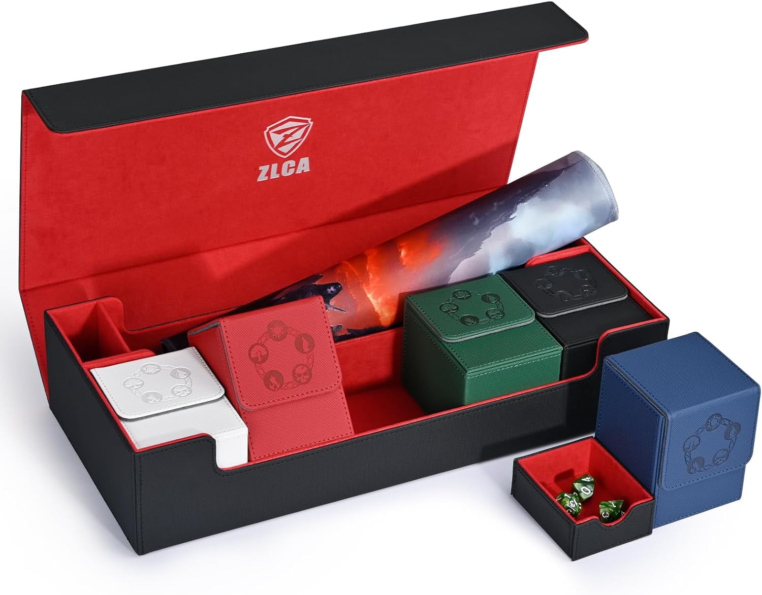 6 in 1 Card Deck Box with MTG Playmat, Premium Storage Box Including 5 ...