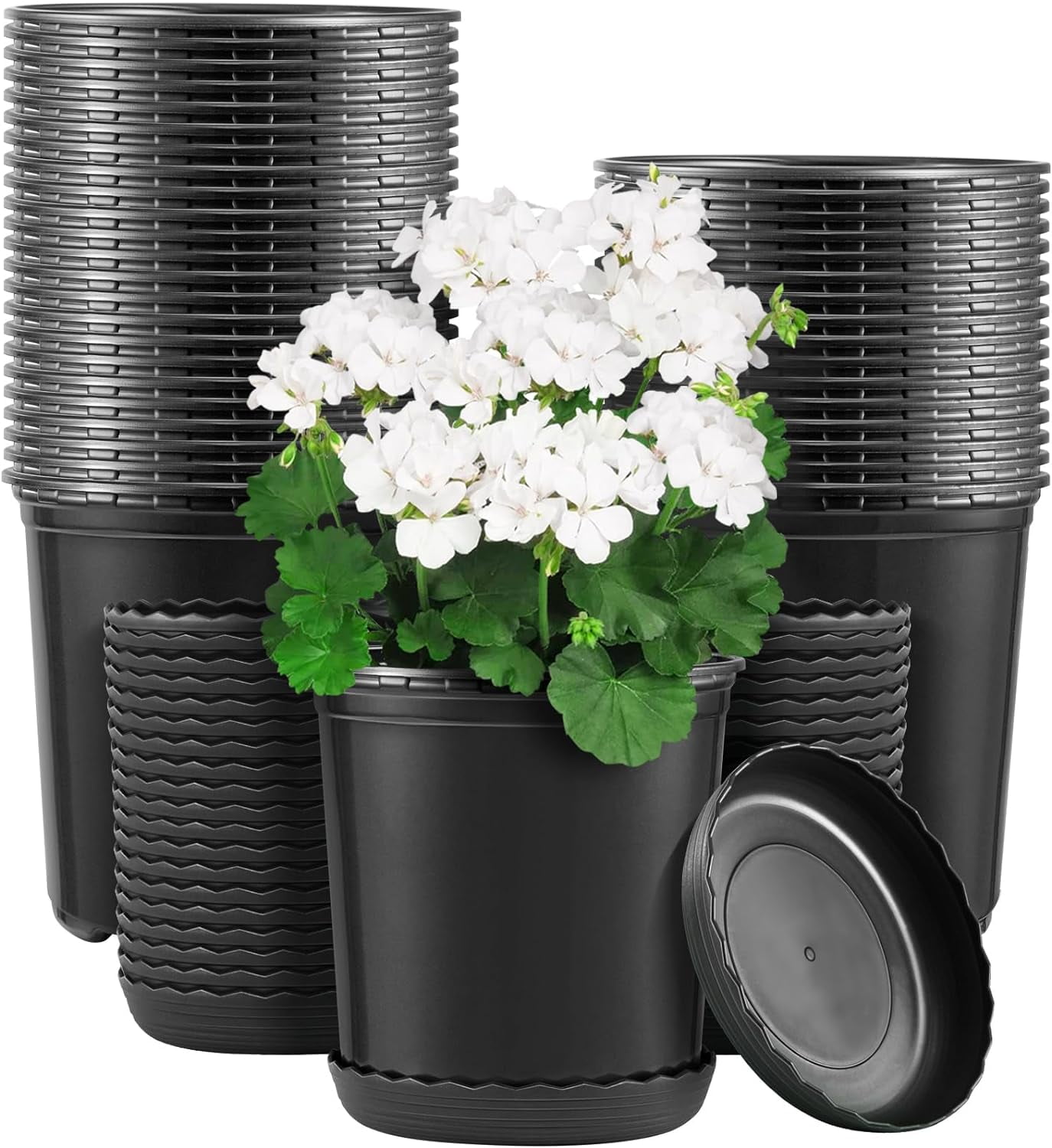6‘’ 1 Gallon Nursery Pot for Plants Flexible Flower Pots with Drainage ...